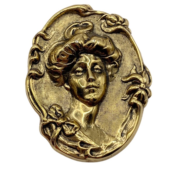 Vintage | Jewelry | Vintage Gold Tone Repousse Edwardian Gibson Girl ...